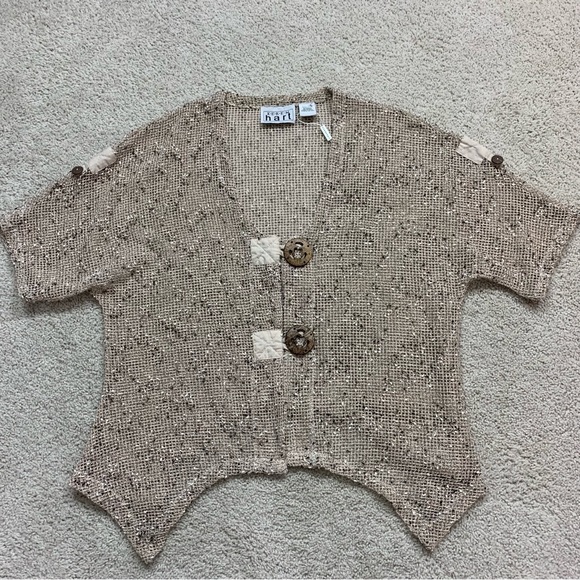 KEREN hart | Tops | Womens Keren Hart Open Weave Beige Button Front ...